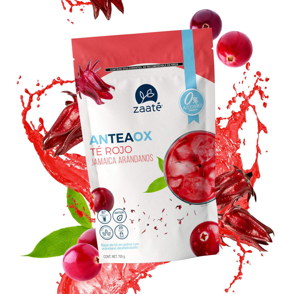 Té Rojo Anteox Jamaica Arándanos 0% Azúcar 700 g – Zaaté